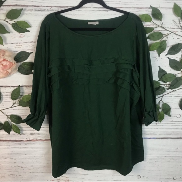 eshakti | Tops | Eshakti Size 3x Green Cotton Spandex Pleated Half ...